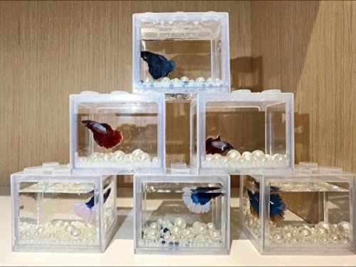 AWXZOM 2pack Small Betta Fish Tank,Small Fish Tank Plastic Fish Bowl Small Goldfish Bowl Small Aquarium beta Fish Tank with Cover (2pack-Small-Clear)