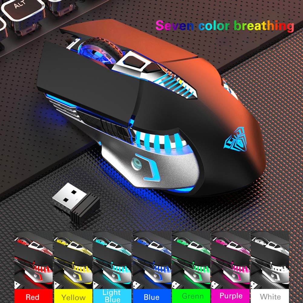 AULA SC200 Wireless Gaming Mouse, Rechargeable, Bluetooth 5.0, RGB LED Backlit, Multi-Device, Black