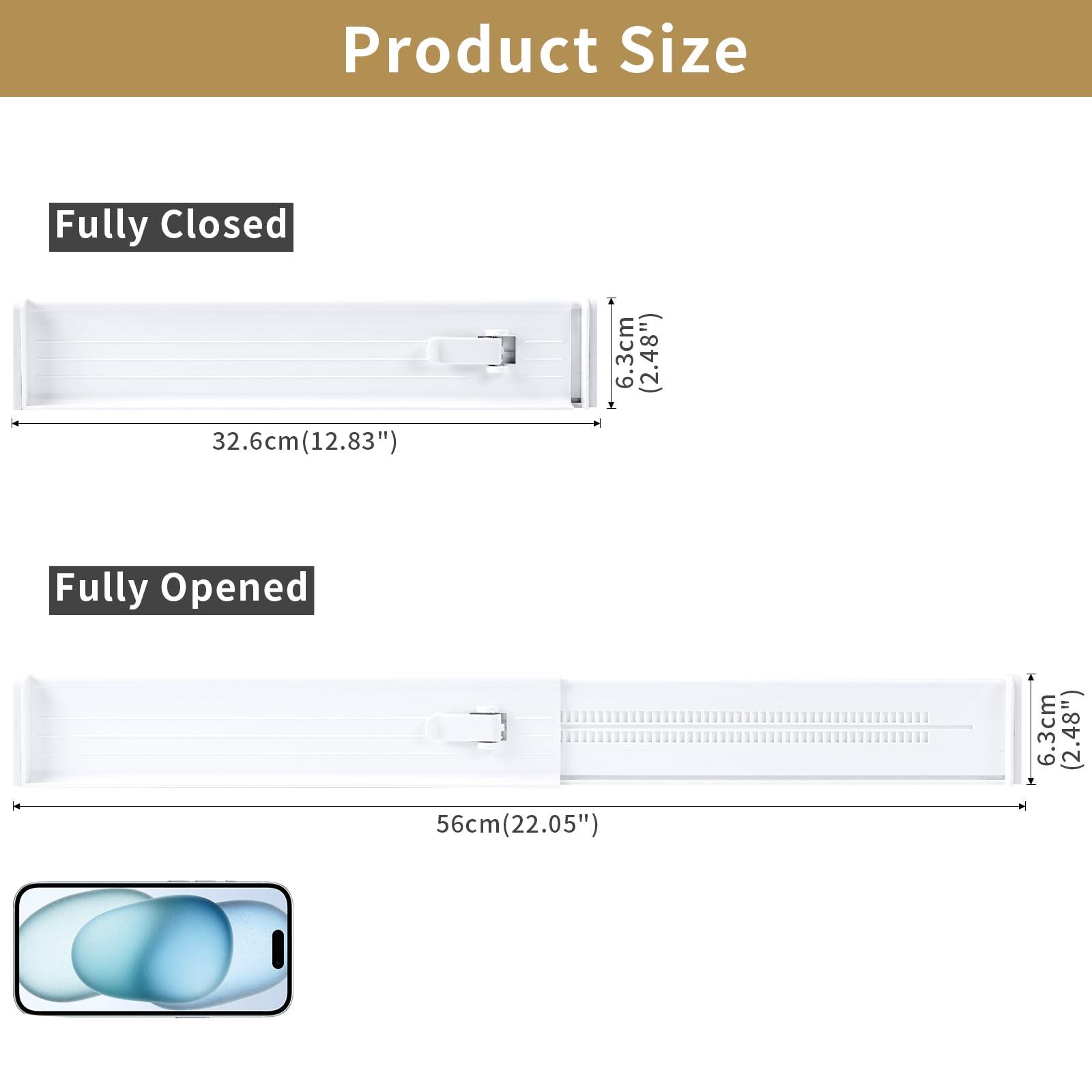 Easortm Drawer Dividers for Clothes - 8 Pack Adjustable Dresser Drawer Divider 2.48" High, 12.8-22.05" Tall Drawer Dividers Organizer for Dresser Bedroom Bathroom Kitchen Office Drawer(White)