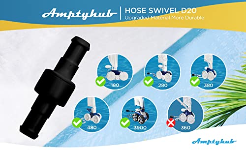 Amptyhub 3900 Sport, 280, 380 Pool Cleaner Hose Swivel D21 Replacement For Zodiac Polaris 3900 Sport, 280 Black Max F5B, TR35P Pool Cleaners (3 Pack)