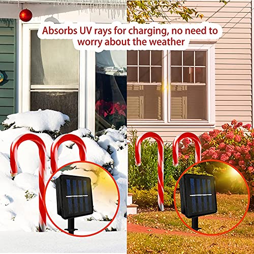 Christmas Candy Cane Lights,Solar String Lights, Christmas LED Candy Cane Lamp, Festoon Outdoor Home Garden Ground Plug Crutch New Year Xmas Holiday Decor 5pcs