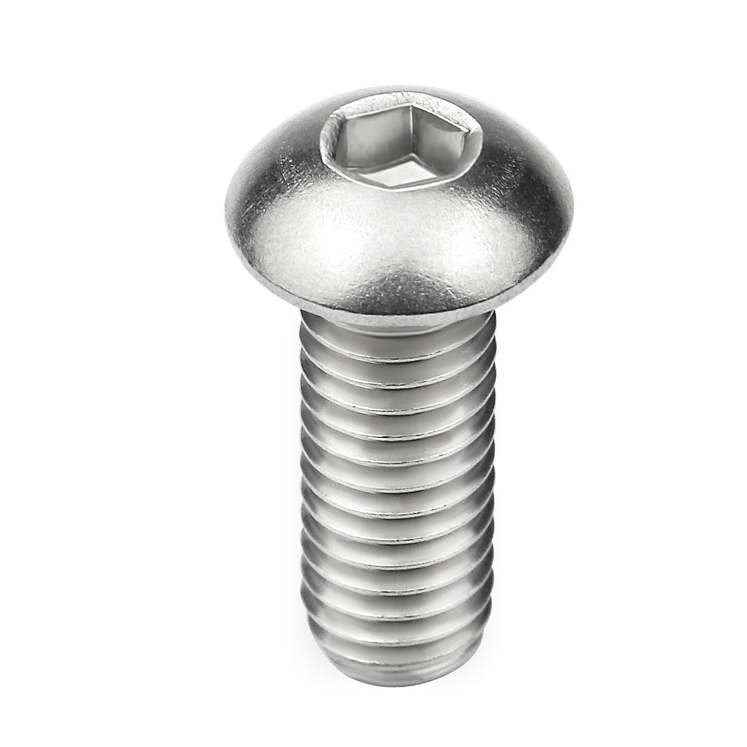 3/8-16 x 1" Button Head Socket Cap Bolts Screws, 10 PCS, Allen Socket Drive, 304 Stainless Steel 18-8 (304), Fully Thread Bright Finish