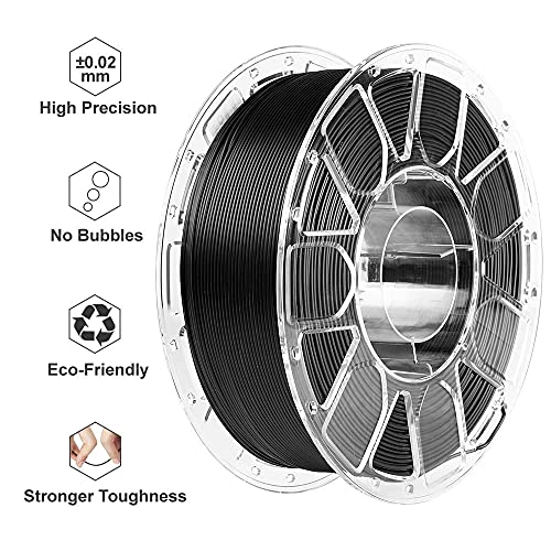 Comgrow PLA 3D Printer Filament, 3D Printer Filament 1.75mm, 1kg Spool Filament (2.2lbs), Dimensional Accuracy +/- 0.03mm, PLA Black, fit Most FDM 3D Printers