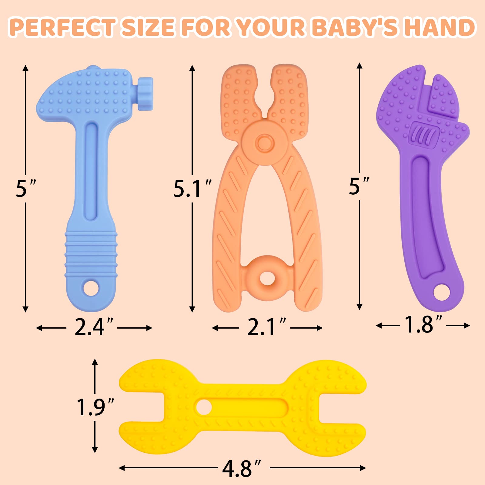 Baby Boy Toys - Baby Molar Teether Teething Toys 0-6 Months 6-12 - Soothe Babies Sore Gums Chew Toys - BPA Free Silicone - 4 Pack