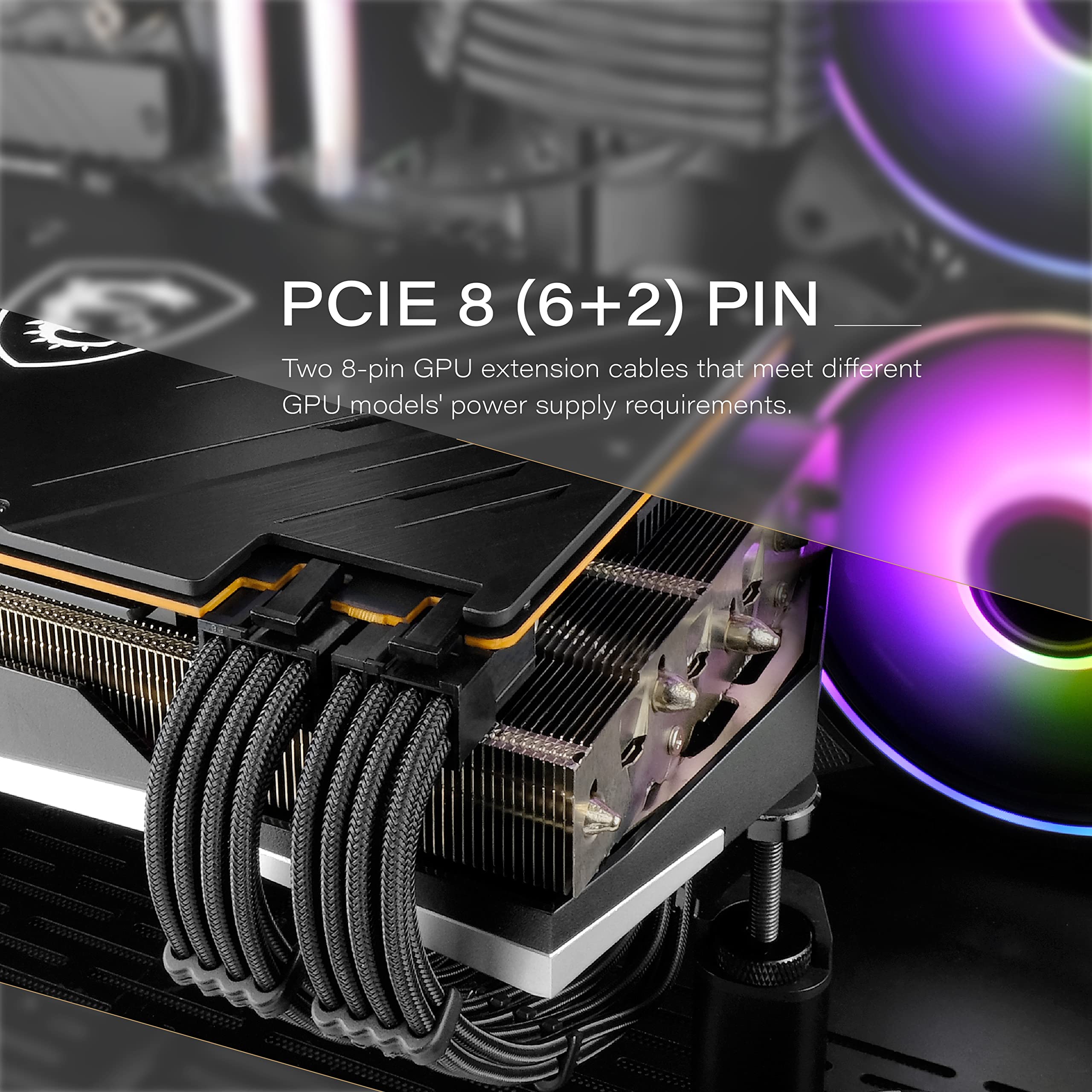 EZDIY-FAB PSU Cable Extension Sleeved Custom Mod GPU PC Power Supply Soft Nylon Braided with Comb Kit 24PIN/8PIN to 6+2Pin/ 8PIN to 4+4PIN-30CM 300MM - Black