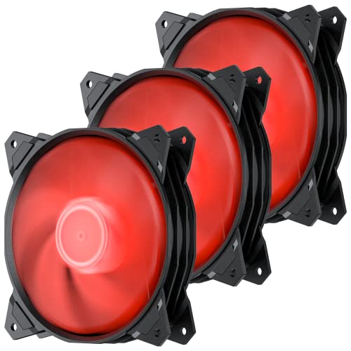 upHere Long Life 120mm 3-Pin High Airflow Quiet Edition Red LED Case Fan for PC Cases, CPU Coolers, and Radiators 3-Pack,PF120RD3-3