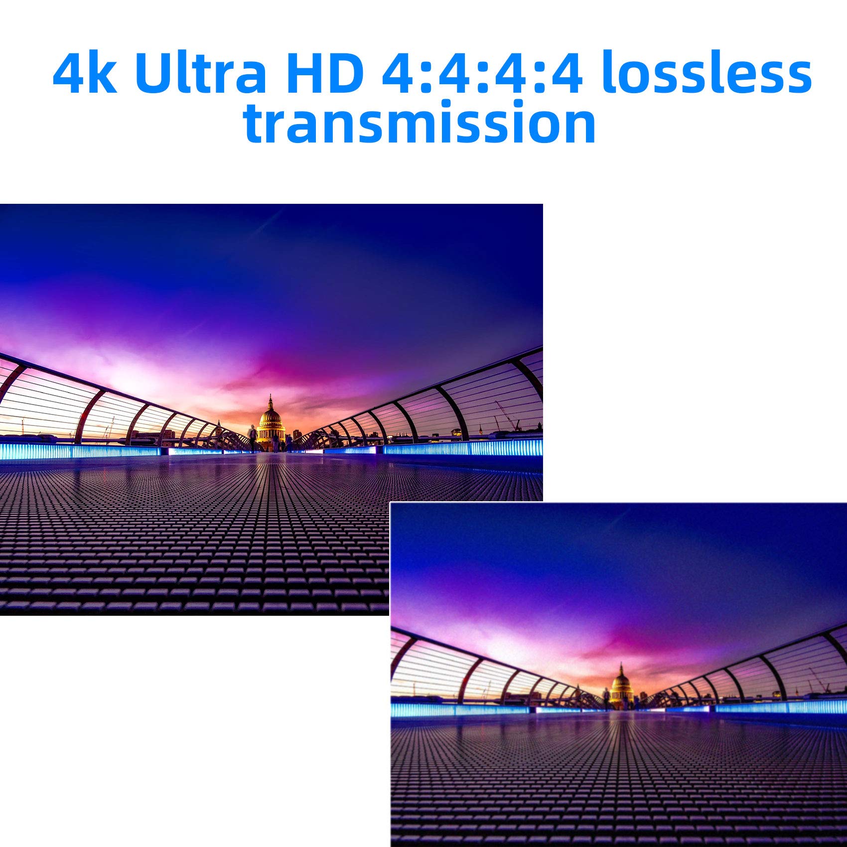 4K HDMI KVM USB Extender Over Single Cat5e/6 up to 100M(328ft), KVM Extender Support 1080P@60Hz, Plug & Play, Keyboard & Mouse Ethernet Network, Lossless-Near Zero Latency, 4 Ports USB2.0