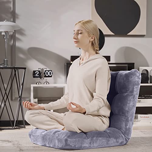 Giantex Floor Chair with Back Support, Folding Sofa Chair with 14 Adjustable Position, Padded Sleeper Bed, Couch Recliner, Floor Gaming Chair, Meditation Chair, Gaming Floor Chairs for Adults(Gray)