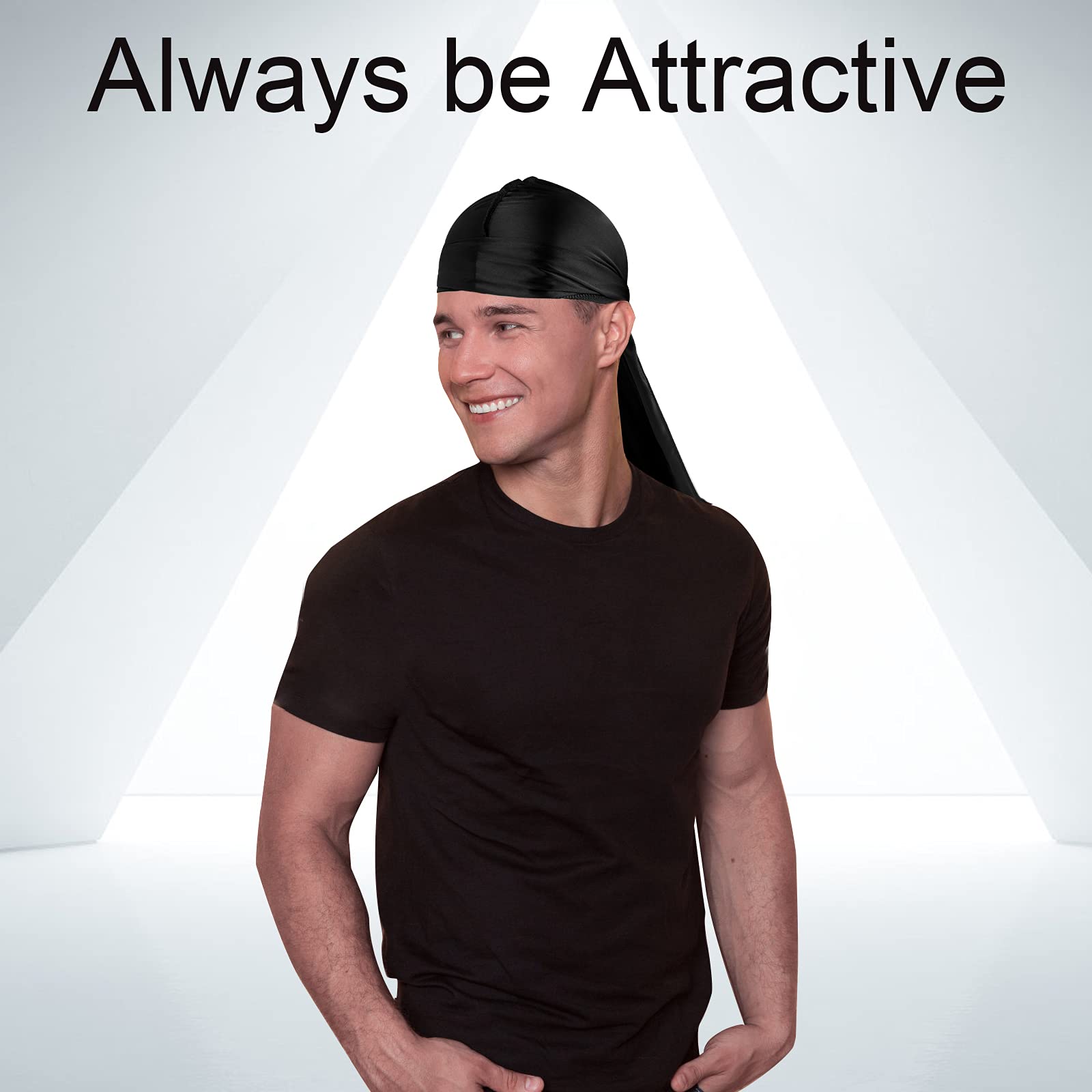 3PCS Silky Durags for Men Wave, Satin Doo Rags for 360, 540, 720 Waves (black)