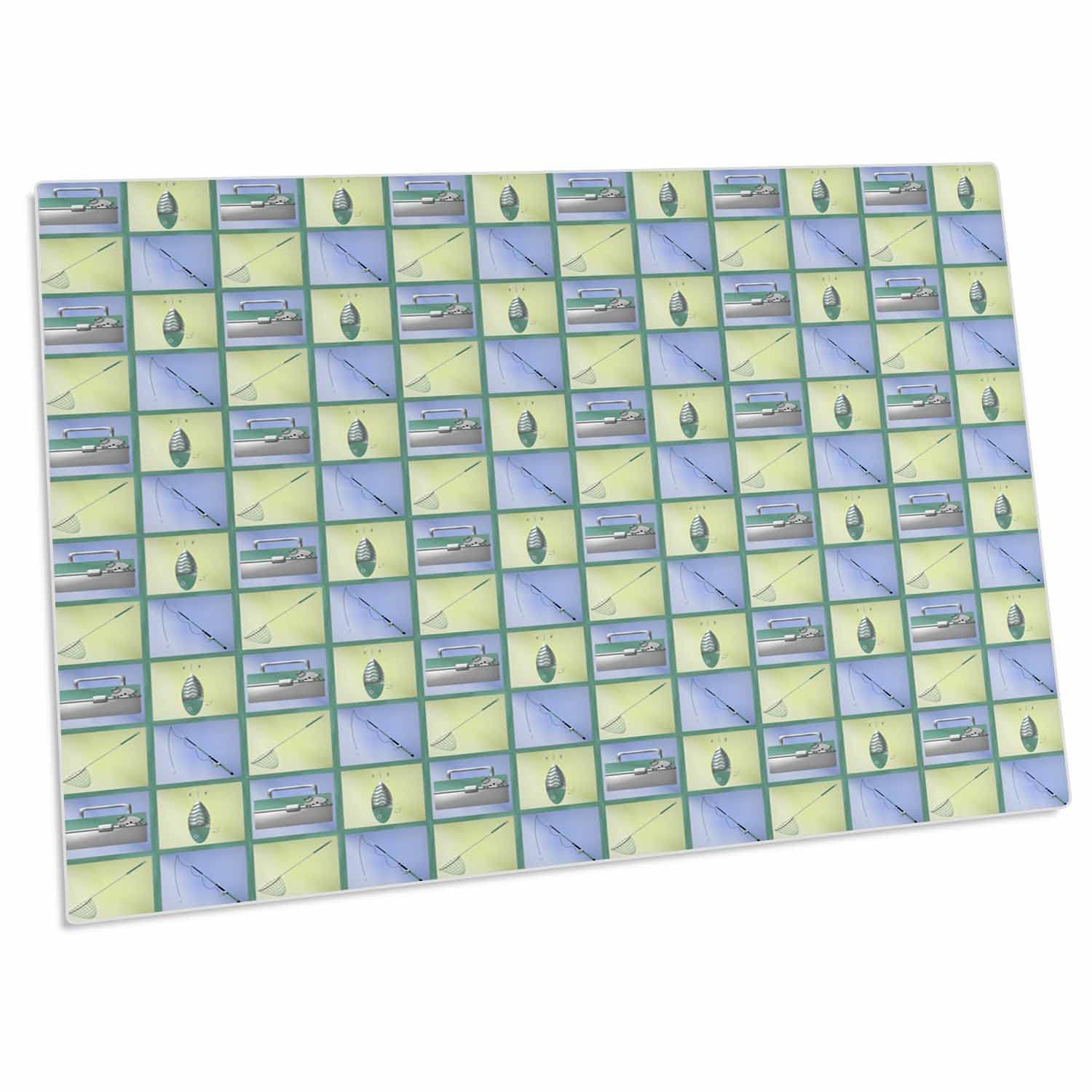 3dRose Fishing Pole, Tackle Box, Fishing Lures Squares... - Desk Pad Place Mats (dpd-222588-1)