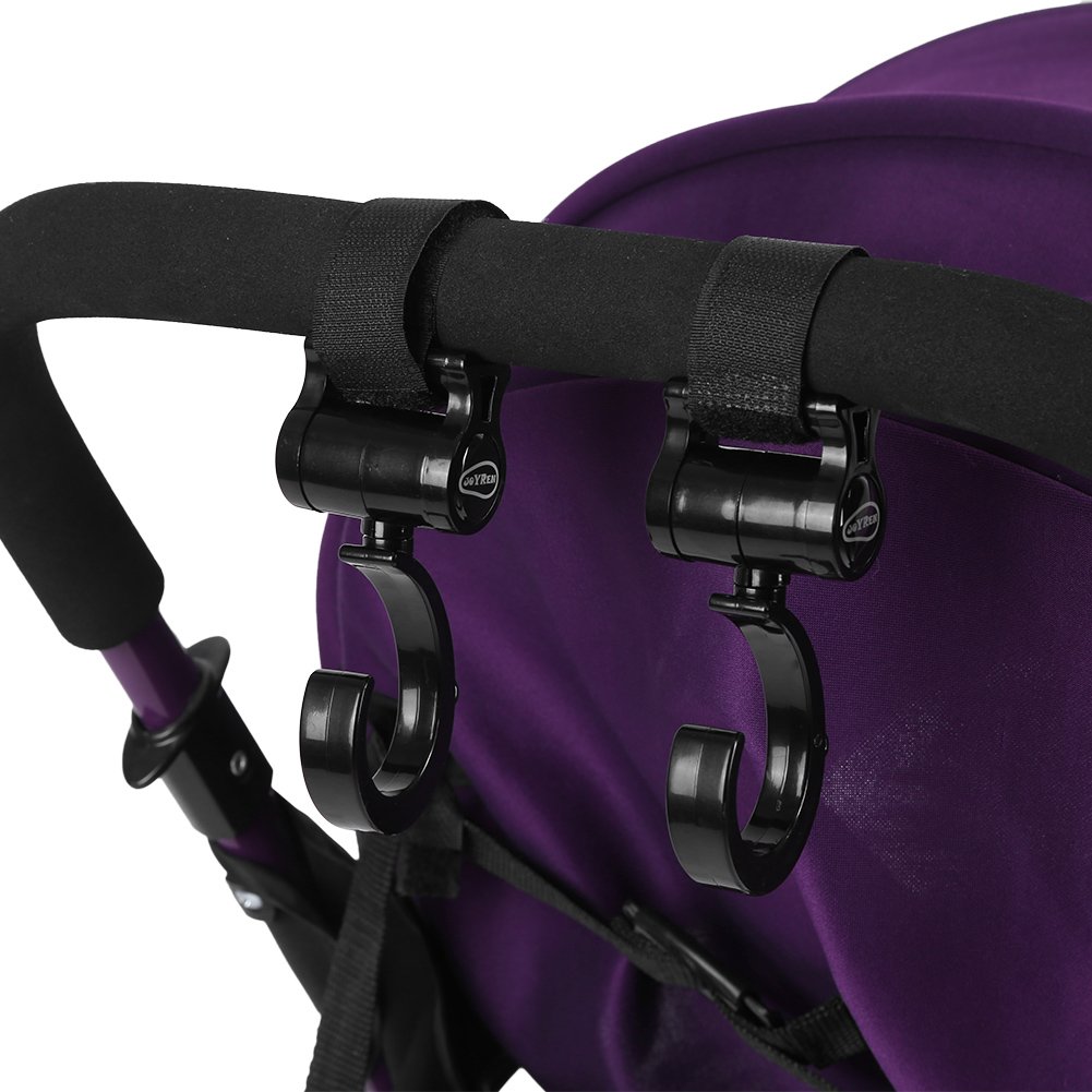 Fdit 2Pcs Stroller Hooks, ABS Plastic 360°Rotation Baby Infant Stroller Pushchair Hooks Hanger for Baby Diaper Bags Walker