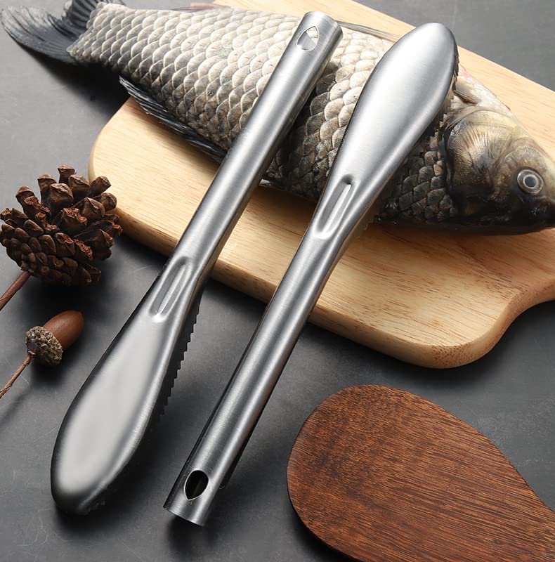 ADORAMBLING 2 Pieces Fish Scaler Tool Stainless Steel Fish Scaler Remover No Mess - Portable Fish Scale Remover Fish Descaler Tool - Durable Fish Scraper Fish Cleaner Tool for Fish Scaling Cleaning