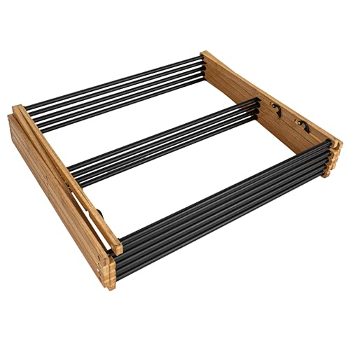 Household Essentials Bamboo Adjustable Folding Clothes Drying Rack, Upscale Laundry Rack with 20 Coated Metal Dowels