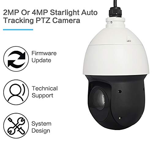 EmpireTech Outdoor 4MP 1/2.8" CMOS Starlight 25X Optical Zoom IR PTZ Smart AI IP Camera Support Auto-Tracking, PoE+,Perimeter Protection,Face Detection,Smart Capture PTZ Camera,PTZ494M-25X