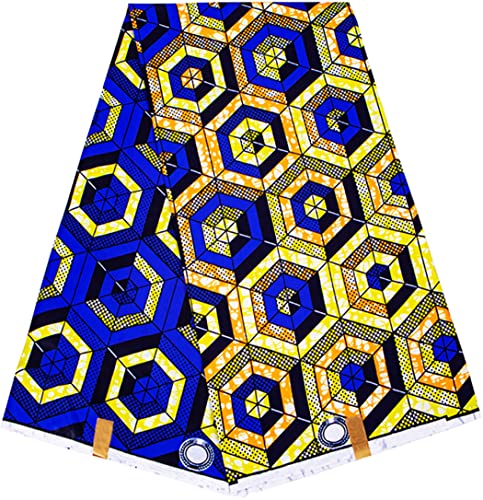 Alina Belle African Wax Print Fabric Ankara Fabric Dutch Kente 1 Yards Fabric (1 Yards, A21)