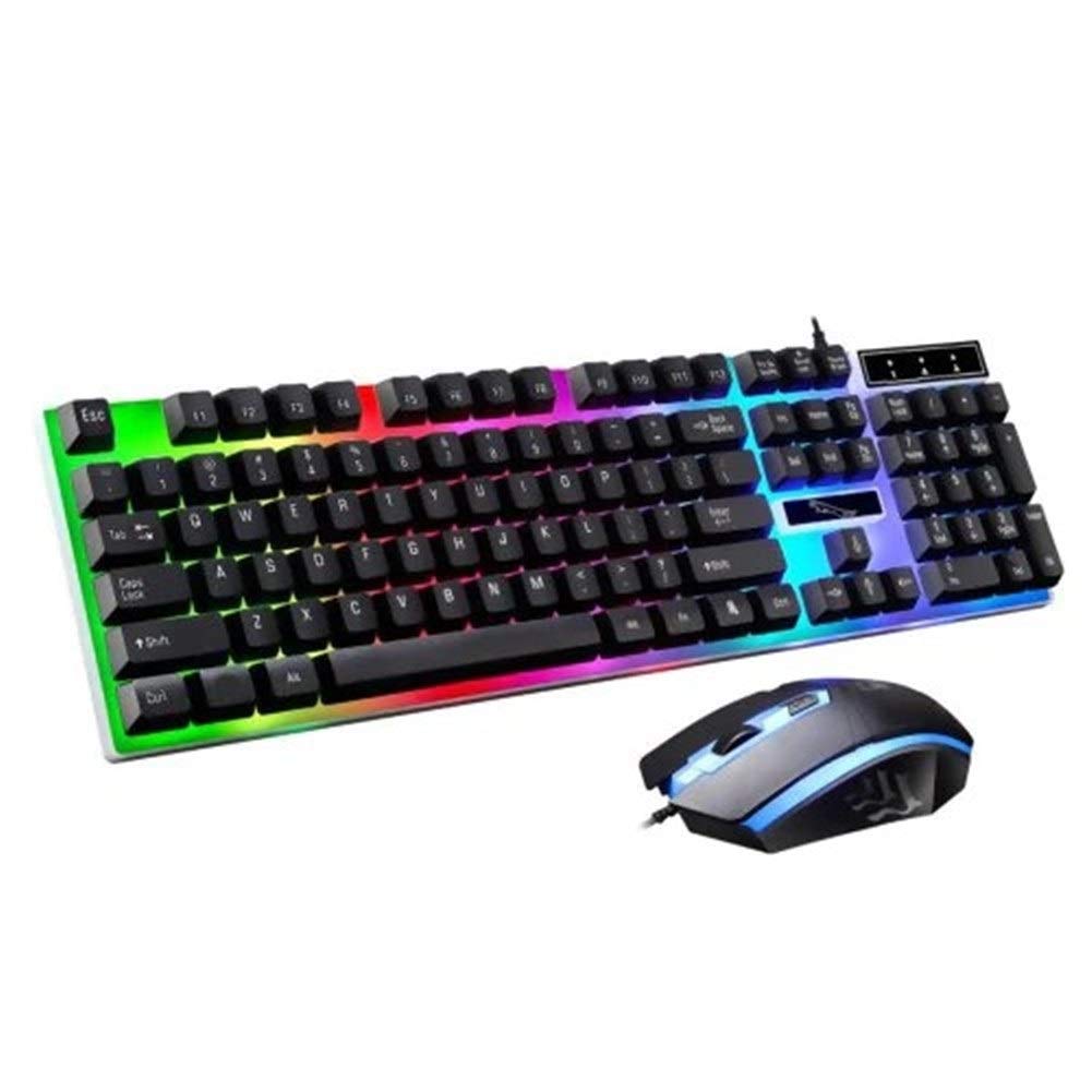 Wgxyihai Adjustable Gaming Keyboard G21 Wired USB Gaming Keyboard Rainbow Mouse and Keyboard Combo Set with Mechanical Backlit Keyboard and Mouse Set (Color : Black)