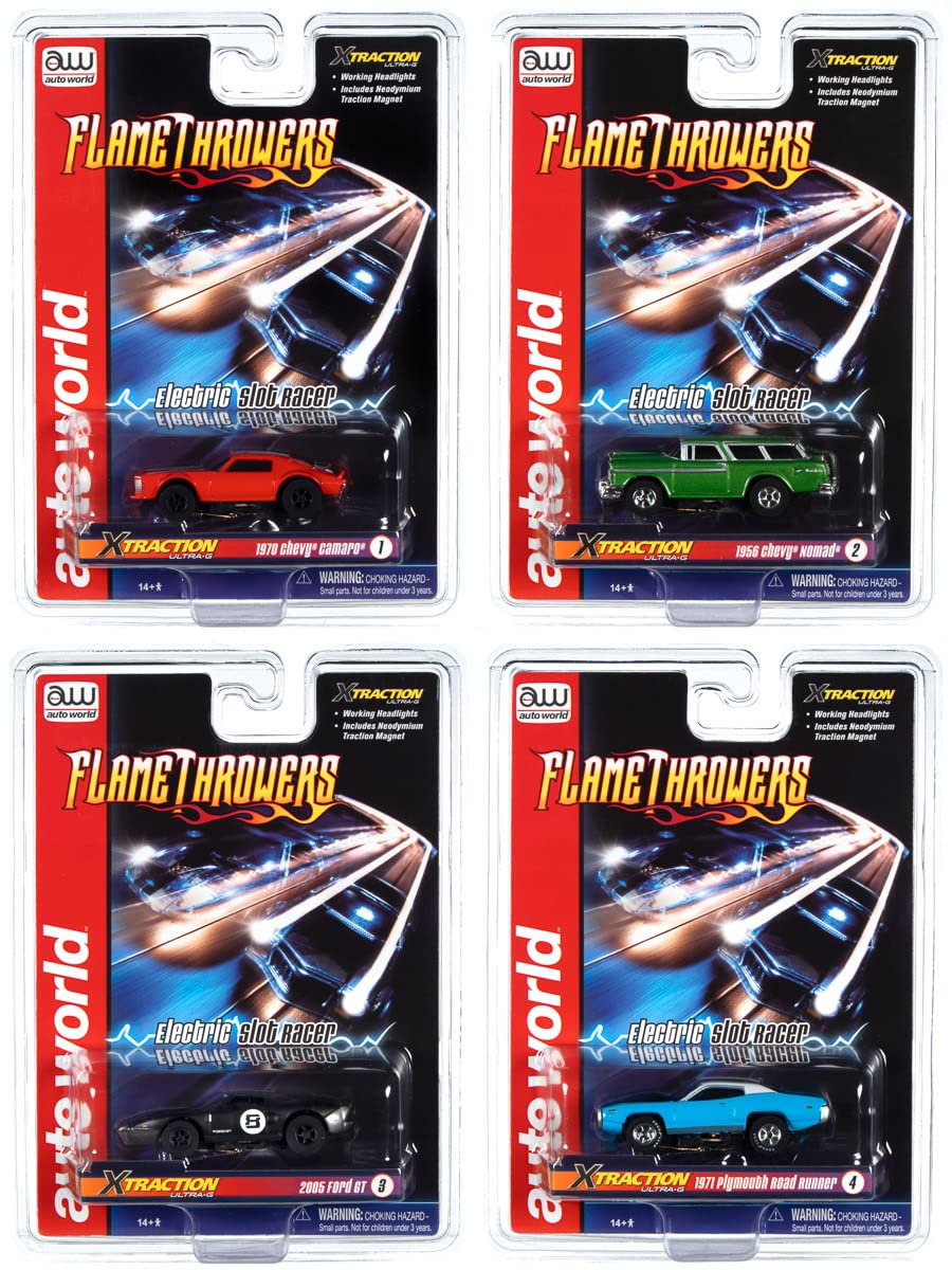 Auto World Xtraction Flamethrower R33 1970 Chevrolet Camaro (Orange) HO Scale Slot Car