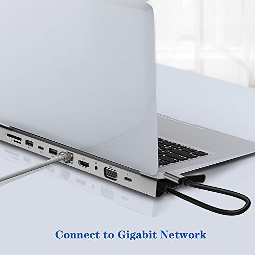 XUNMAIFHB Portable Docking Station,Type-C Multi-Function Docking Station hub hub MacBook Notebook Converter USB3.0/SD Card/RJ45/HDMI/VGA/Stereo Fast Transmission, Gray