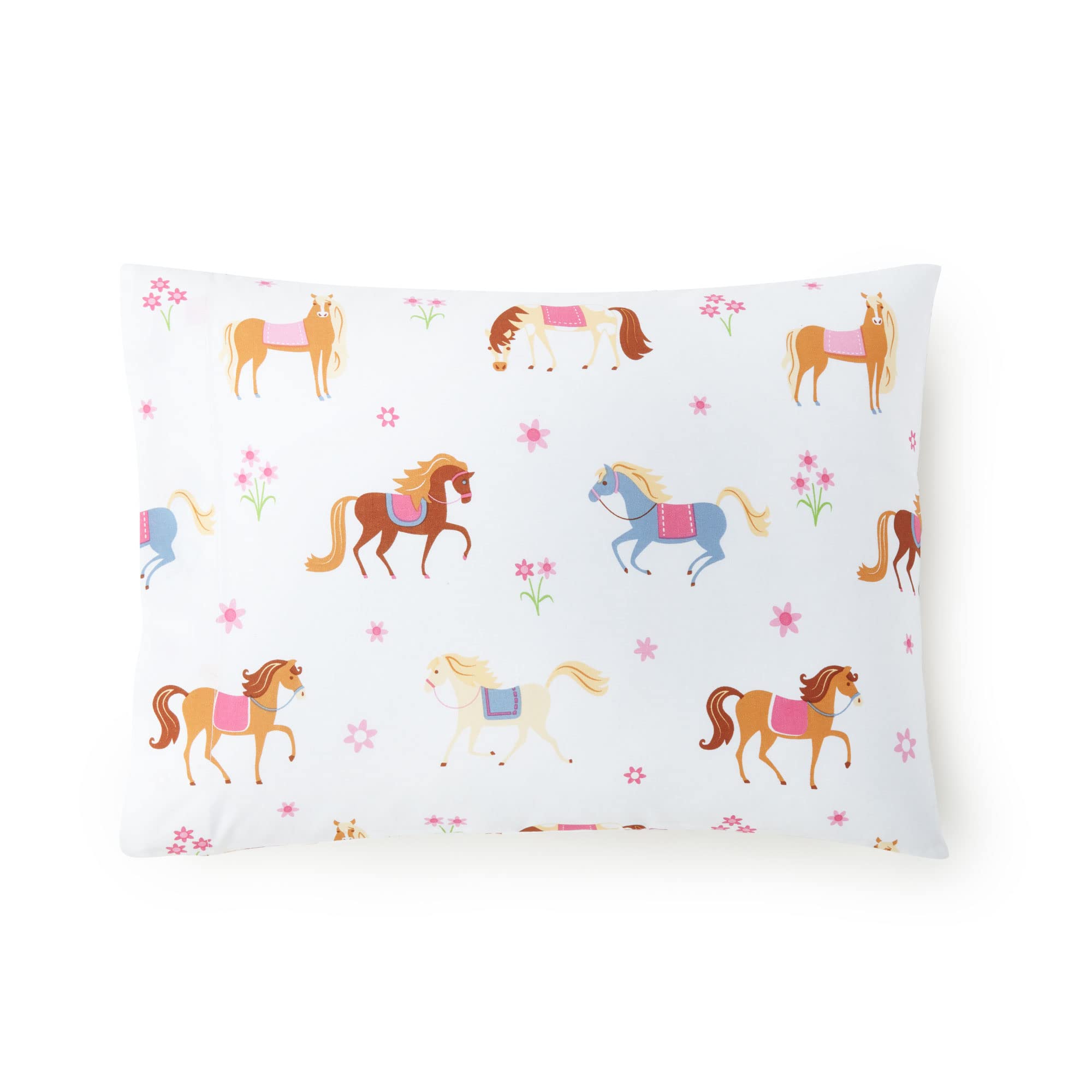 Wildkin 100% Cotton Kids Pillow Case for Boys & Girls, Soft & Breathable Fabric Pillow Cover, Kids Pillowcases Fits Standard Size Pillow, Measures 20 x 30 Inches (Horses)