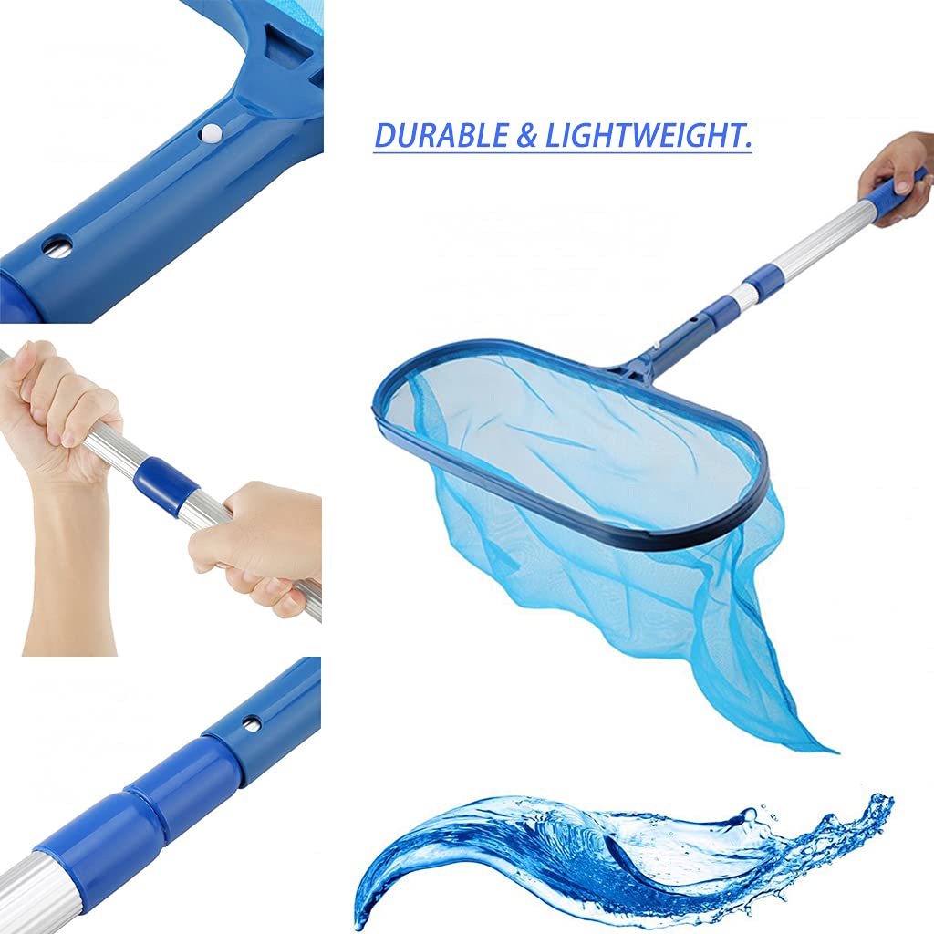 Ahn'Qiraj Pool Skimmer Net with Pole, Pool Net Fine Mesh with Telescopic Pole Leaf Skimmer Mesh (Dark Blue)