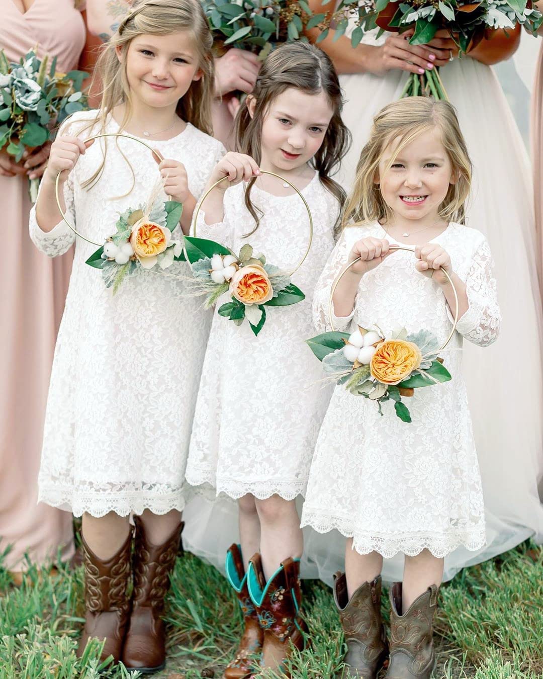Cutiego Rustic Flower Girl Dress (2T, White)