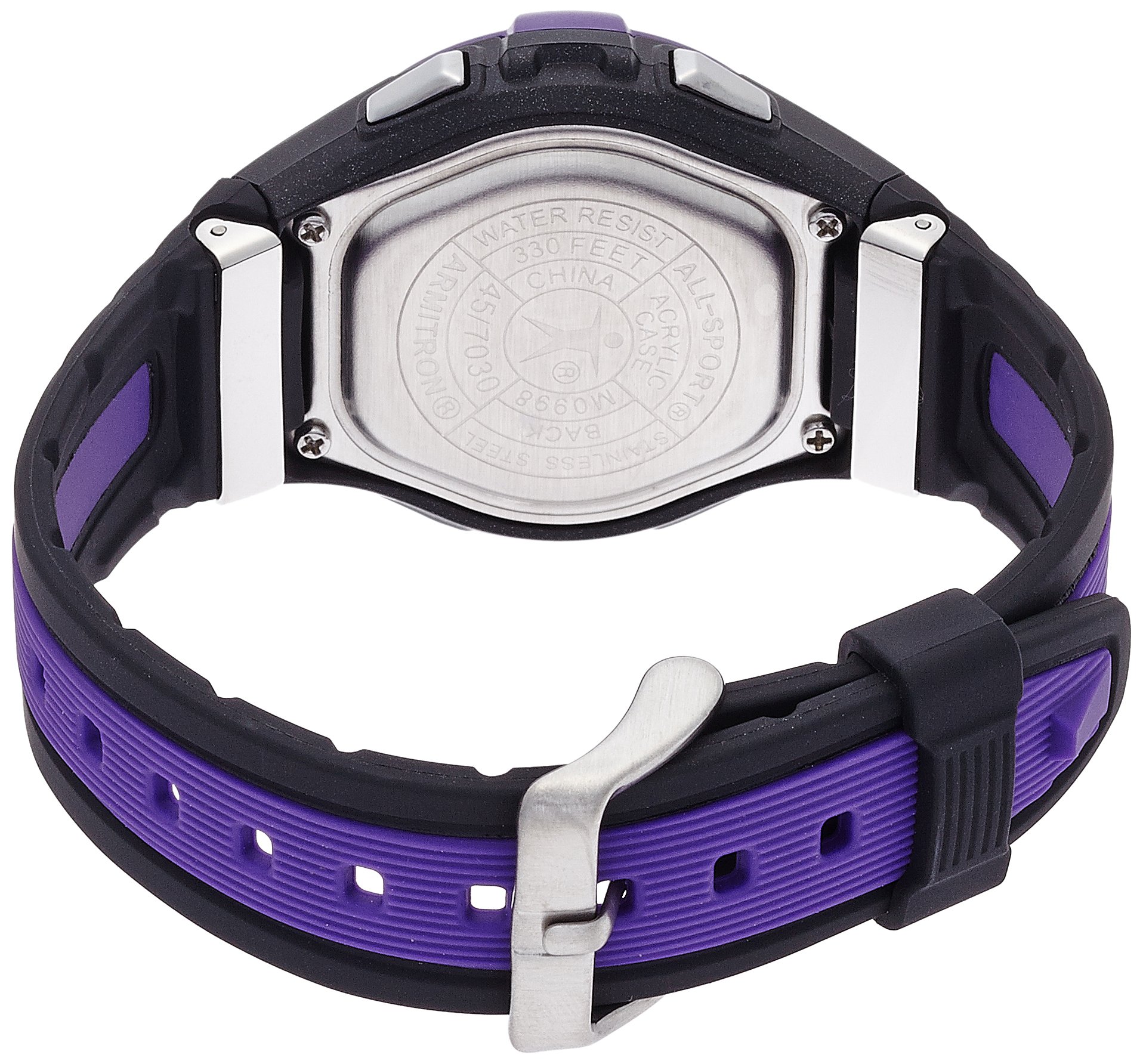 Armitron Sport Women's 45/7030PUR Purple Accented Black Resin Strap Digital Chronograph Watch