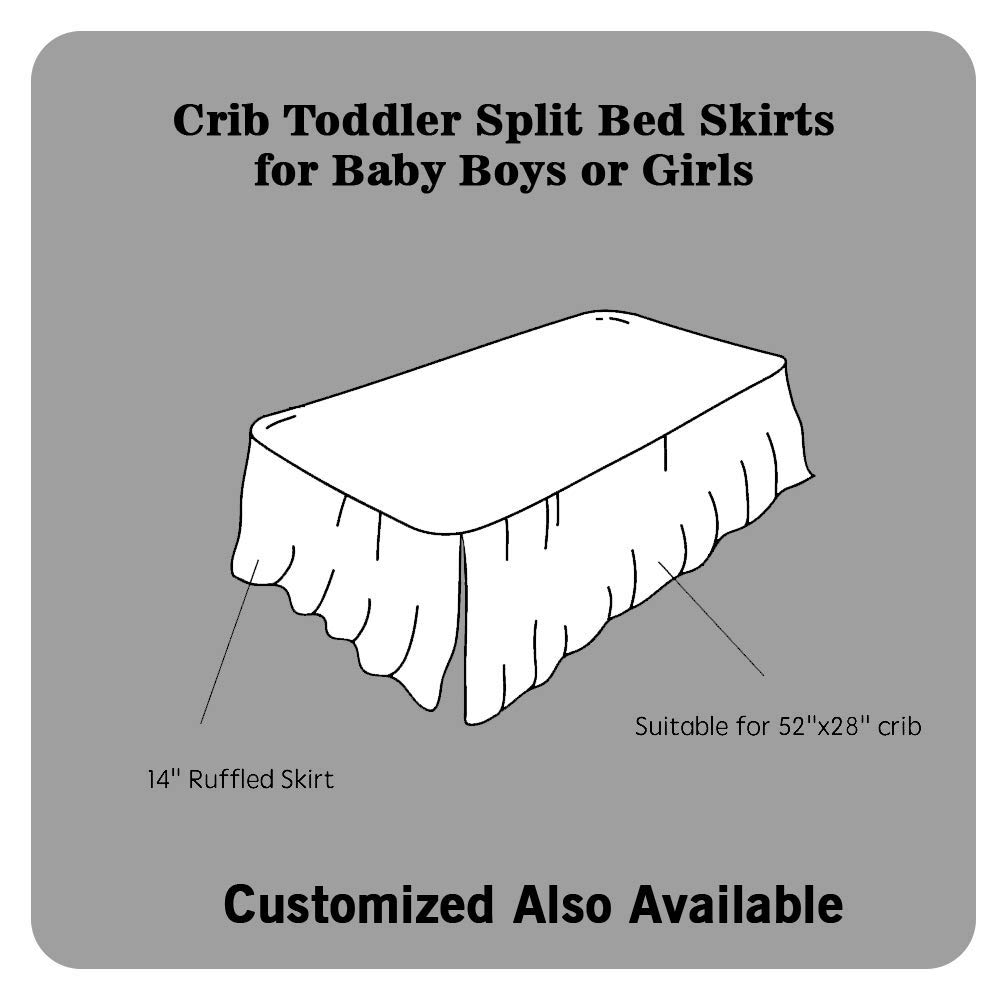 White Crib Bed Skirt Dust Ruffle, Split Corner 100% Natural Cotton Nursery Crib Toddler Bedding Skirt for Baby Girls or Boys, Infant Crib Bed Skirt Ruffled with Split Corners, 14" Drop
