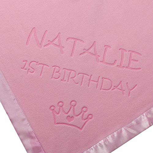 Custom Catch Personalized Princess Baby Blanket for Girl - Newborn or Infant Name Gift - Pink or Blue (2 Text Lines)