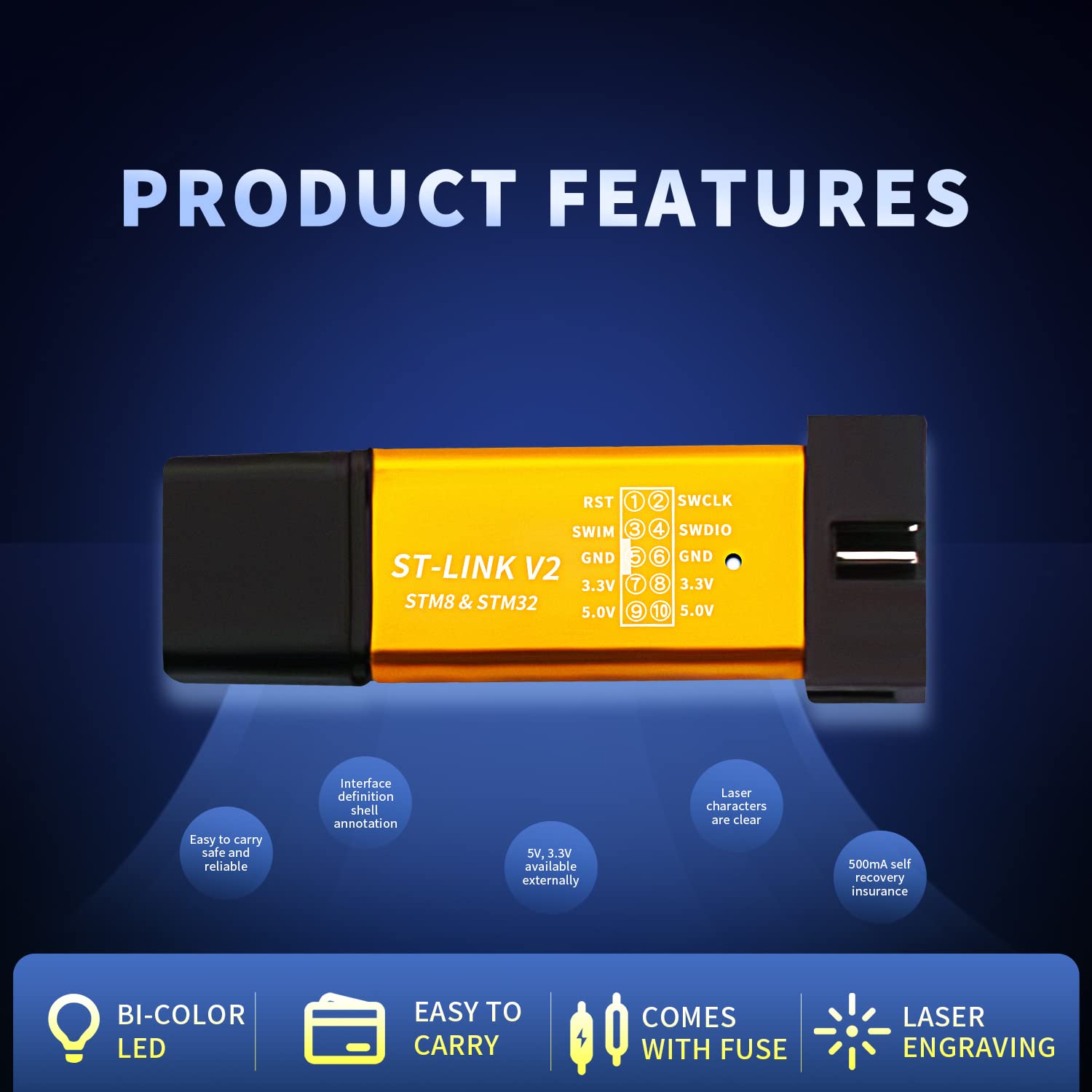 V TELESKY 2Pcs ST-Link V2 USB Programmer Support Programming Unit STM8 STM32 Editor with Cable (Random Color)