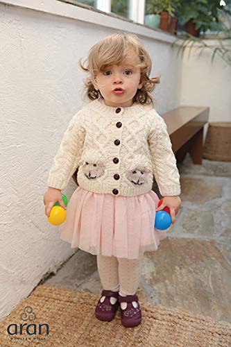 Irish Aran Baby Shepley Button Down Cardigan with Cute Sheep