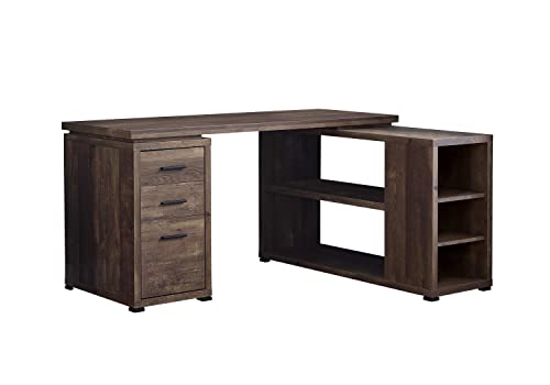 Monarch Specialties Computer Desk L-Shaped Corner Desk with storage - Left or Right Facing - 60"L (Brown Reclaimed Wood Look)