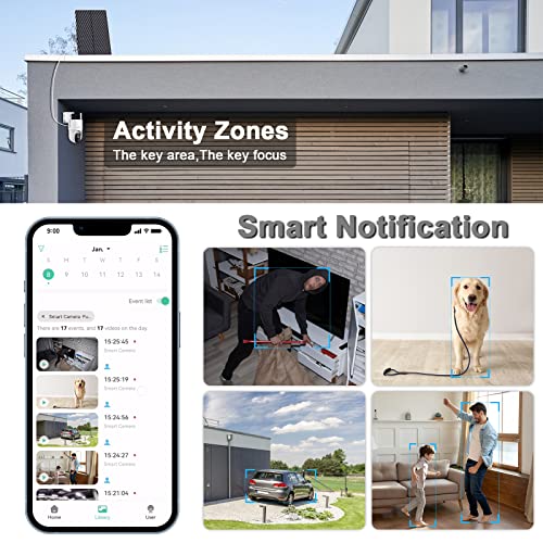 AMTIFO Security Camera Wireless Outdoor Solar Powered: 2K WiFi Home Outdoor Camera with Solar Panel Color Night Vision Outside Camera with Audio Motion Detection System