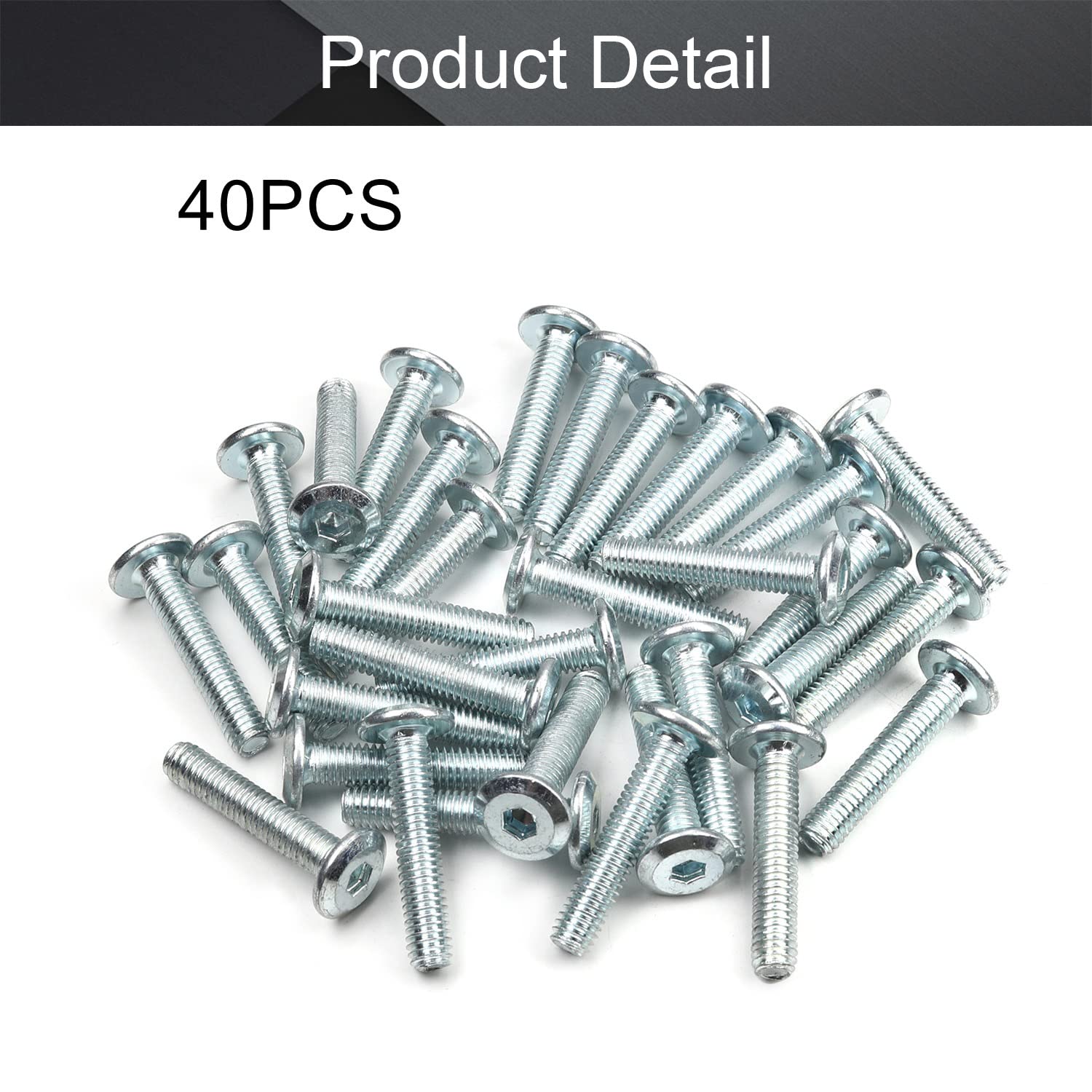 MroMax 40Pcs M6 x 30mm Flat Head Hex Socket Cap Screws Bolts, Blue Zinc Plated Carbon Steel Full Thread Furniture Screws for Assemble Cabinets, Baby Beds, Tables and Chairs