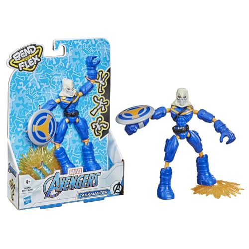 Avengers Marvel Bend and Flex Action Figure Toy, 6-Inch Flexible Taskmaster Figure, includes Accessory, for Kids Ages 4 and Up