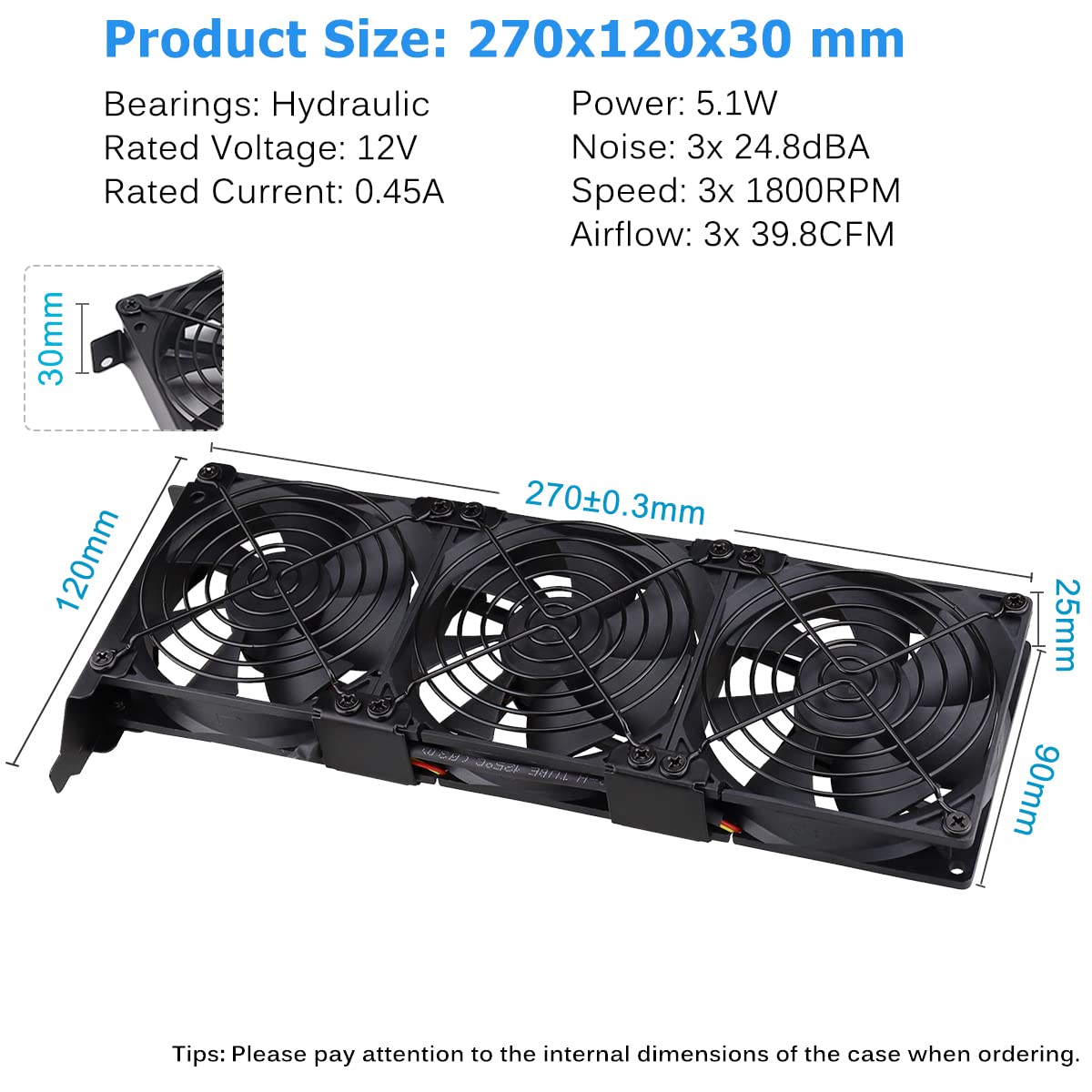 GDSTIME Graphic Card Fans, PCI Slot 3 x 90mm 92mm Fans, Graphics Card Cooler, Video Card Cooler, VGA Cooler