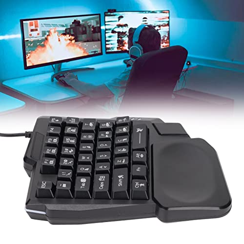 35 Keys One Handed Gaming Keyboard, Waterproof Single Handed Mechanical Keyboard with Wide Palm Rest, K13 Gaming Keypad for Computer, Mobile Phone