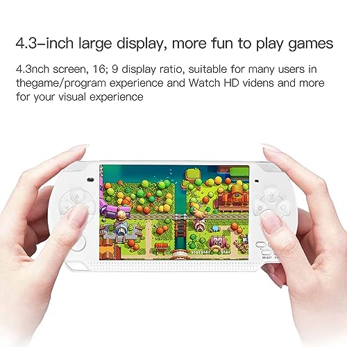 4.3 Inch Screen 8GB Memory 128Bit Retro Portable Handheld Video Game Console 10000 Games Built-in (White)
