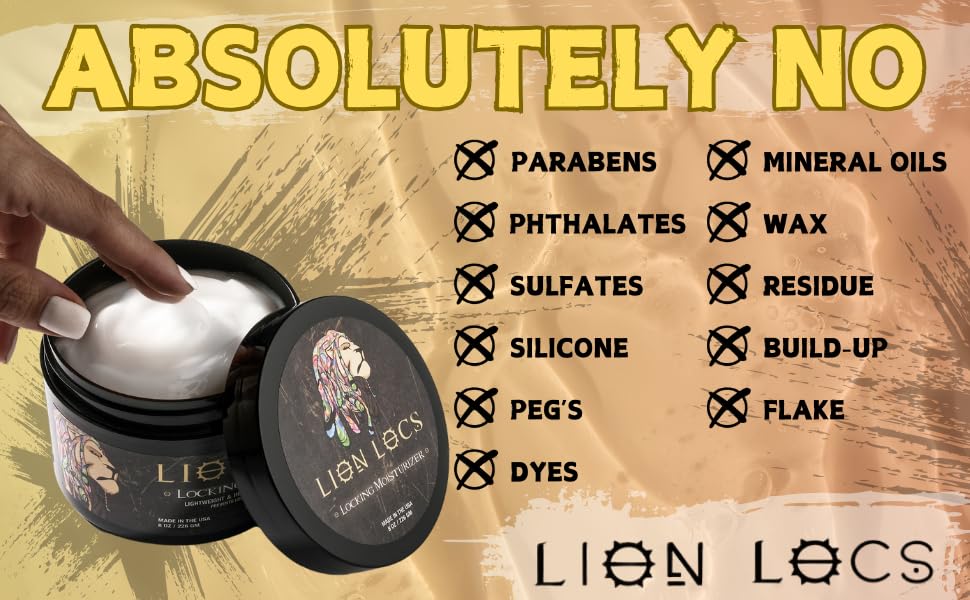 Lion Locs Hair Locking Dreads Moisturizer for Dreadlocks, Locks, Microlocs, Interlocks, Braids, Fauxlocs, Sisterlocks | - Large Container Residue and Build-Up Free (8oz) (Regular)