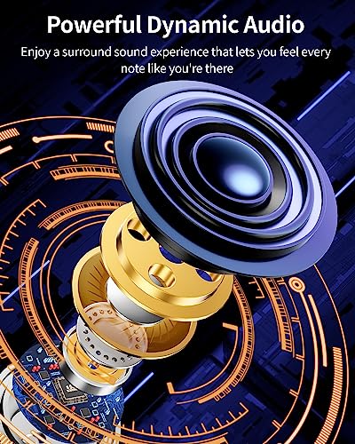 Bluetooth Headphones Wireless Earbuds 80hrs Playtime Wireless Charging Case Digital Display Sports Ear buds with Earhook Premium Deep Bass IPX7 Waterproof Over-Ear Earphones for TV Phone Laptop Black