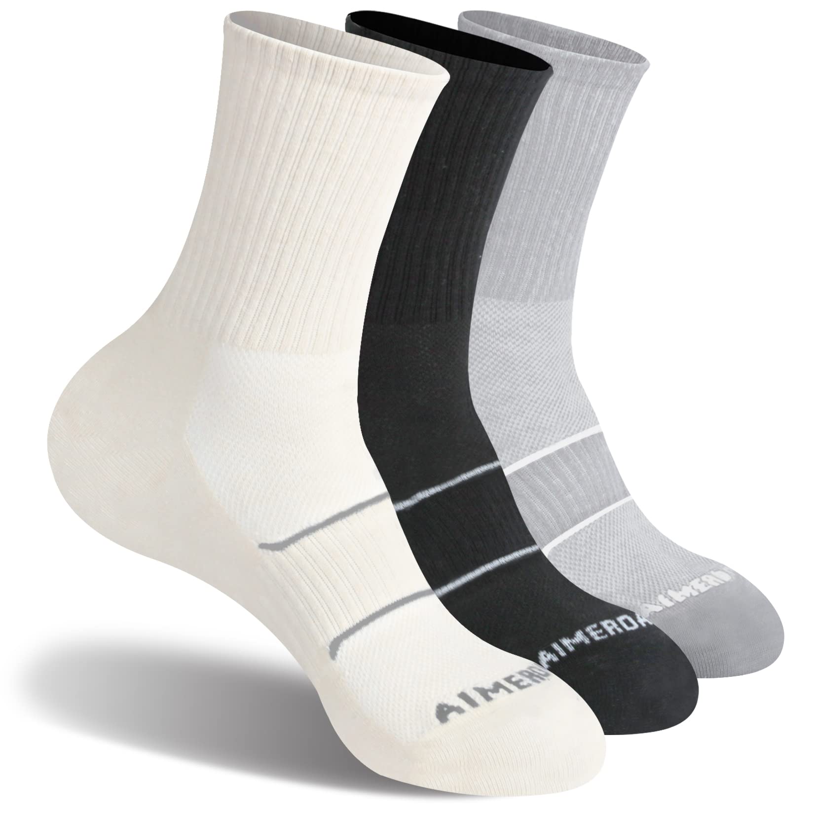 Aimerday Performance Crew Socks for Women Arch Compression Athletic Women's Running Socks Breathable Sports Quarter Socks