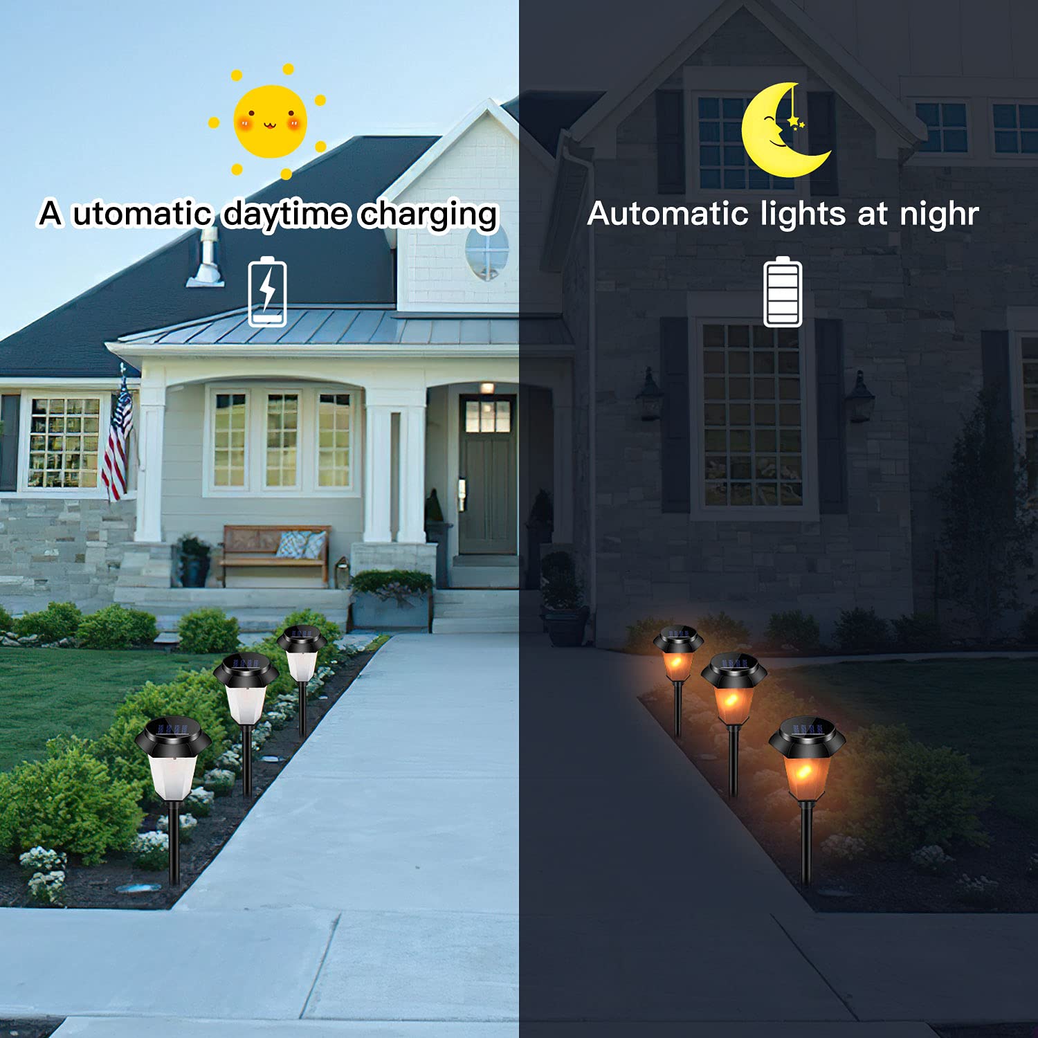 AveyLum Solar Flame Torch Light,Outdoor Solar Flickering Dancing Flame Torch Lights Security Lights Christmas Lights for Garden, PatioYard, Pathway Deco(4 Pack)