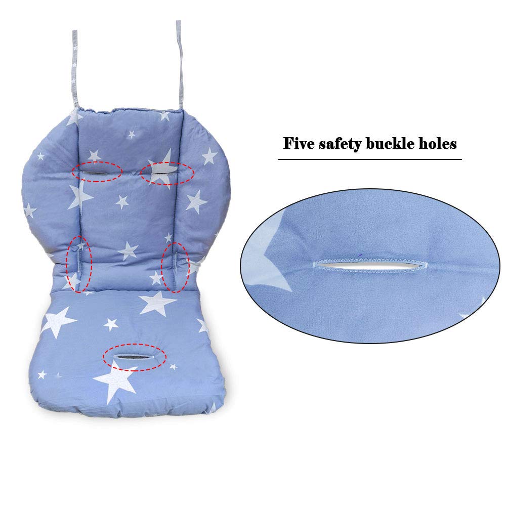 High Chair Pad, Exquisite and Beautiful Baby/highchair/seat Cushion Pad,Comfortable and Soft, Suitable for The High Chair and Stroller in The Picture(Blue Background Stars Pattern)