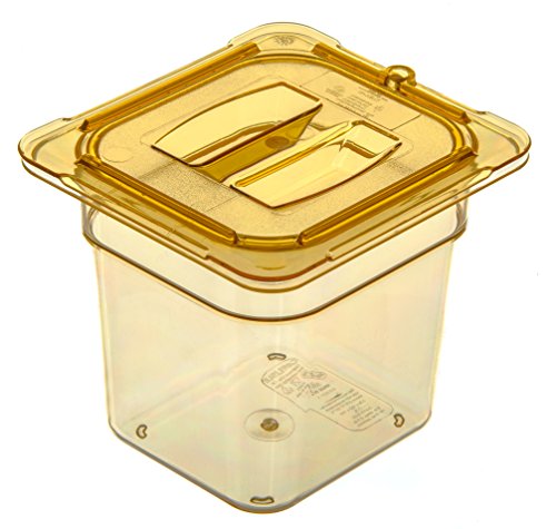 Carlisle FoodService Products 10510U13 StorPlus High Heat Universal Handled Food Pan Lid, Sixth Size, Amber