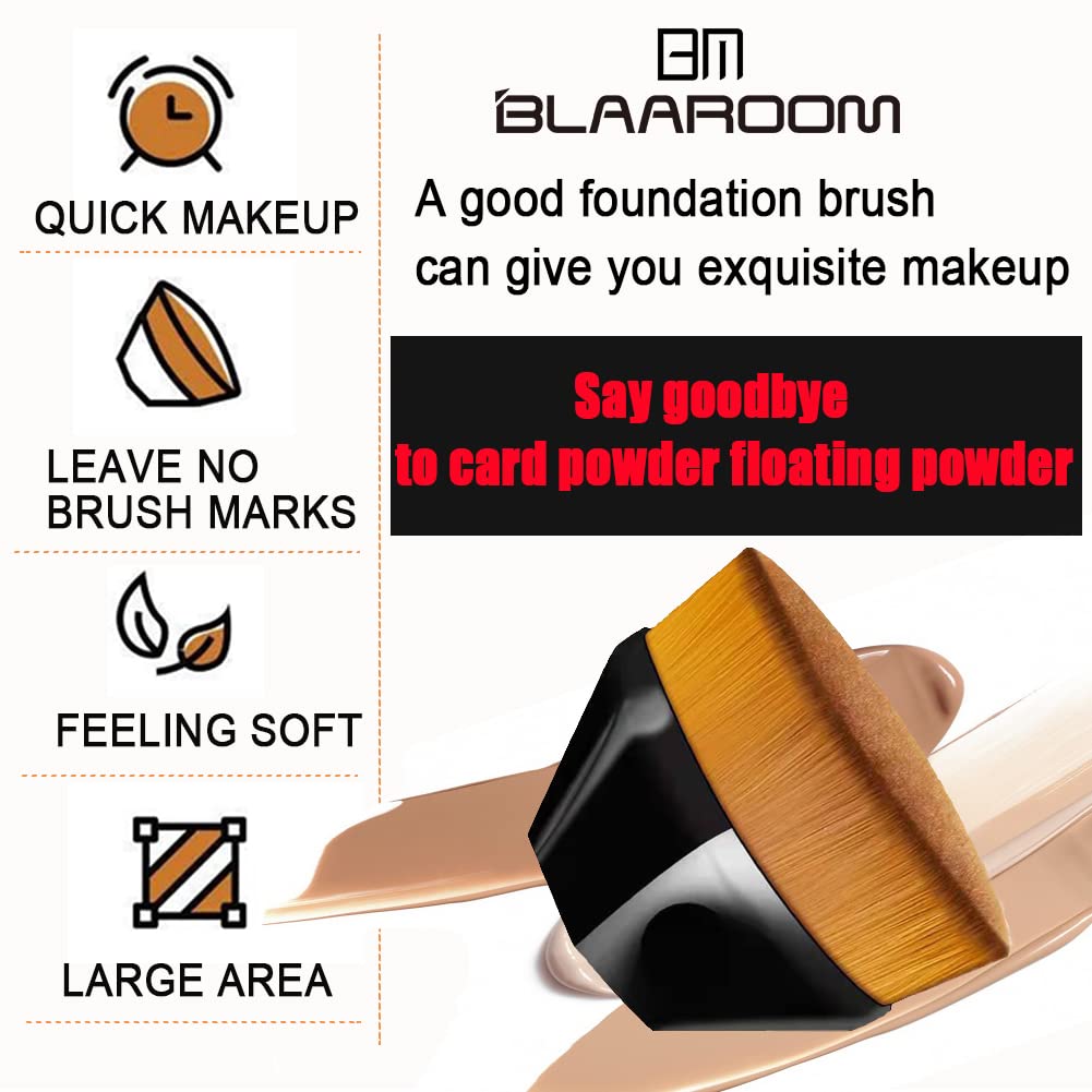 4+1 Pcs Velour Triangle Powder Puff and Flat Top Hexagon Kabuki Foundation Brush for Face Makeup Eyes Contouring Bod for Mixed Liquid Cream Flawless Loose Powder Cosmetic Foundation Makeup Tool Set