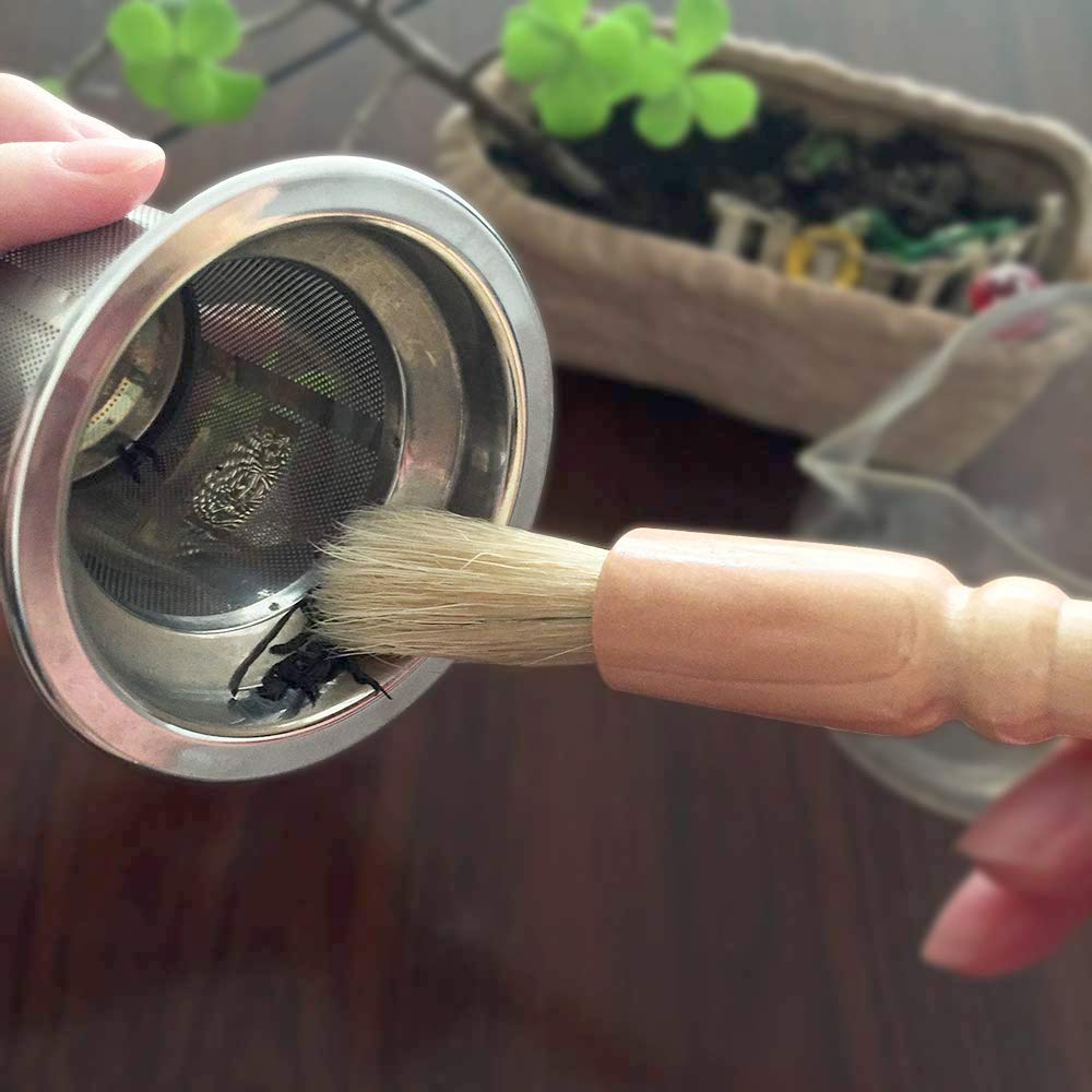 ACKLLR Coffee Grinder Cleaning Brush, Heavy Wood Handle & Natural Bristles Wood Dusting Espresso Brush and Nylon Espresso Machine Brush with Spoon for Bean Grain Barista Pasta Makers Home Kitchen