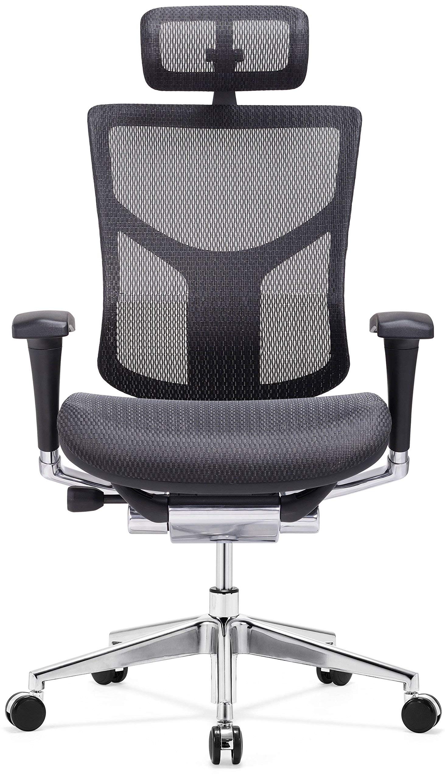 GM Seating Dreem XL Ergonomic Mesh Executive Hi Back, Swivel Chair, Chrome Base with Headrest, Black, Seat Slide, Passive Lumbar Support