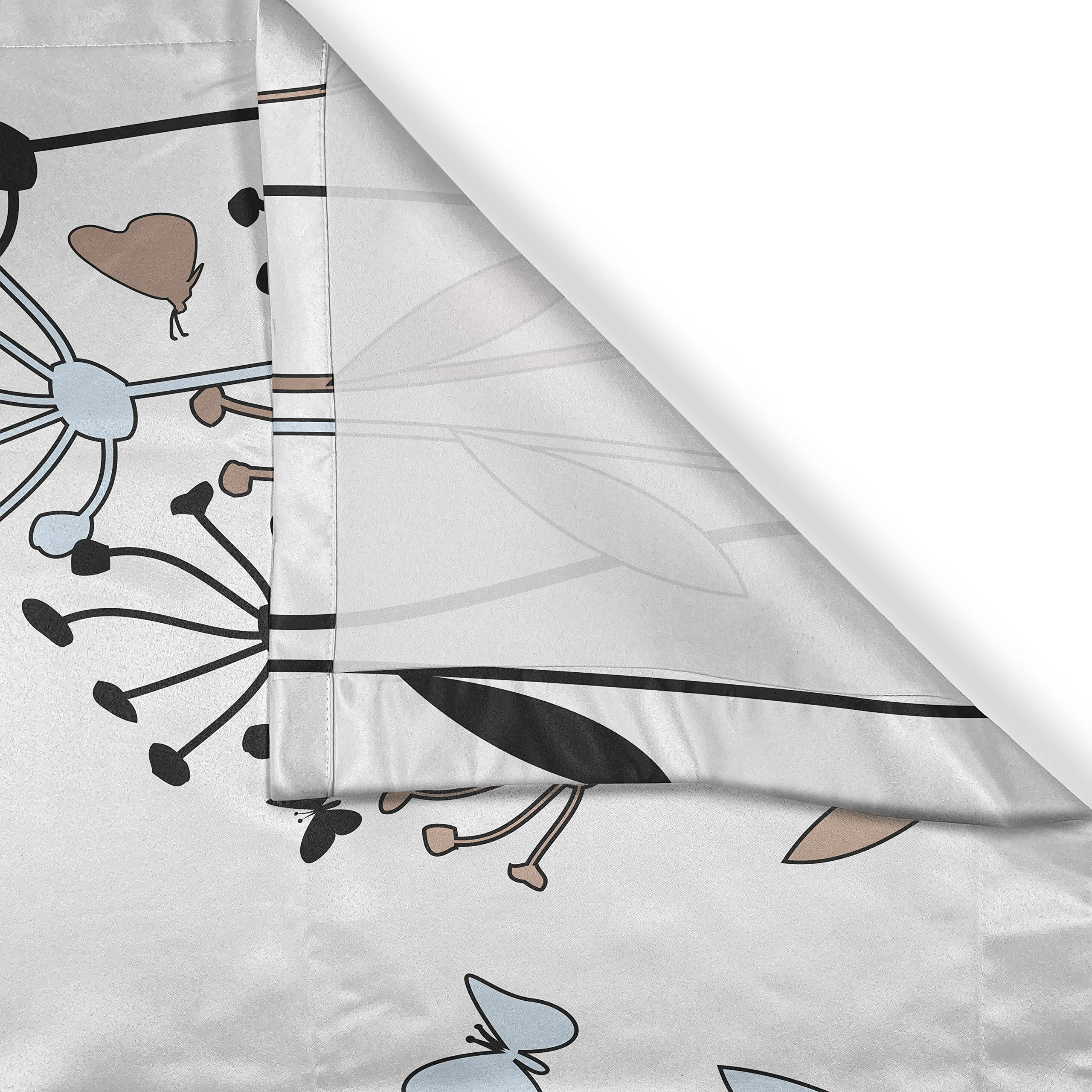 Ambesonne Retro Kitchen Curtains, Fashion Woman with Dandelion Flower Spring Wind Garden Sketchy Illustration, Window Drapes 2 Panel Set for Kitchen Cafe Decor, 55" x 39", Blue