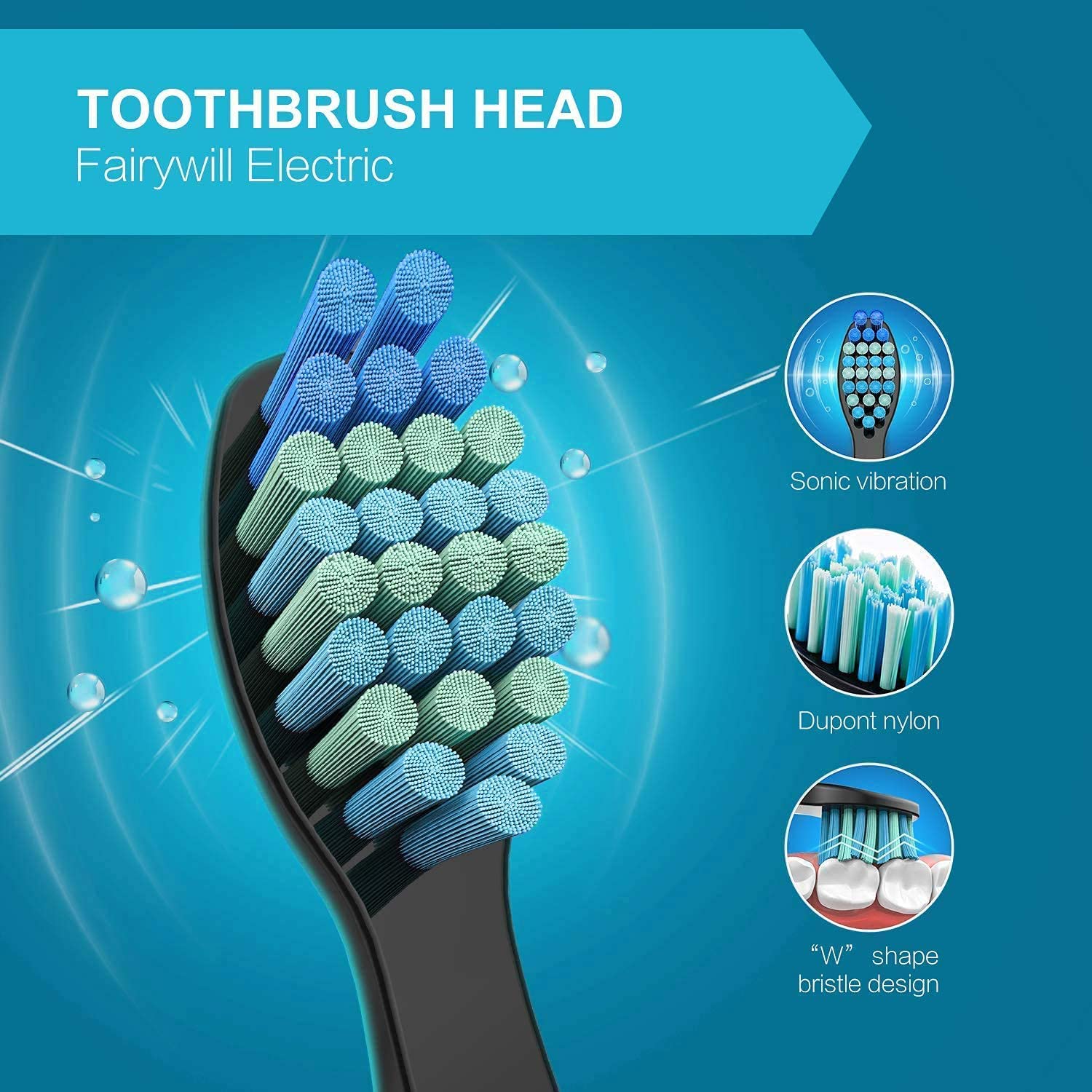 5 Pack Electric Toothbrush Replacement Heads Compatible for FW507/508/551/515/917/959/2011,FW-D1/D3/D7/D8/HP126, Dupont Brush Heads, Soft bristles