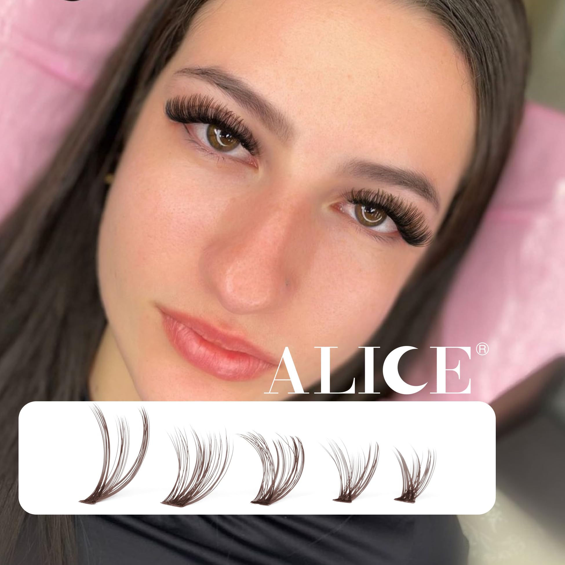 360Pcs Brown Lash Clusters DIY Eyelash Extensions Natural Look Cluster Lashes 5 Length Mixed Individual Lashes CC Curl Faux Mink False Eyelashes by ALICE