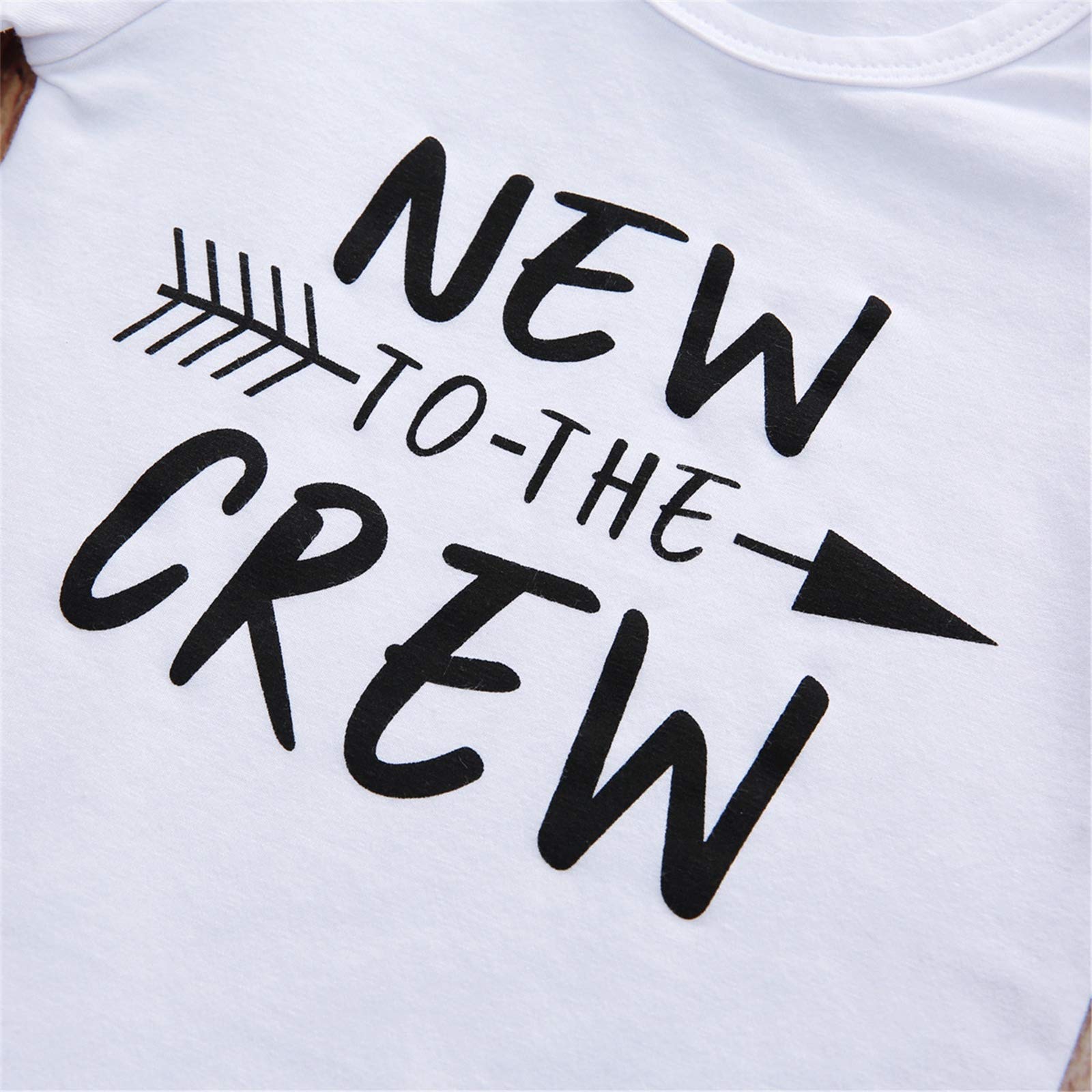 Tikoubabe Baby Boy Clothes Stuff Infant Summer 3 Piece Outfits Newborn Cute Letter Printed Romper Short Sleeve + Pants + Hat New To The Crew White Grey 0-3 Months 70CM